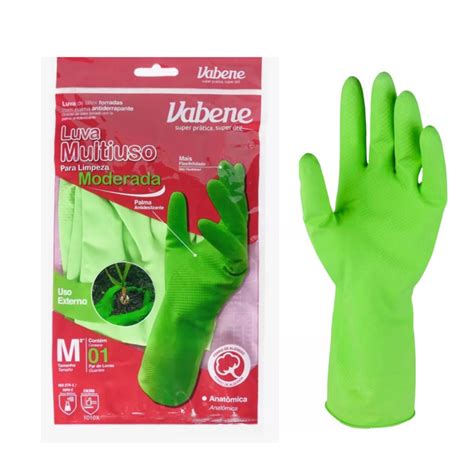 Luva De Proteção Látex Multiuso Moderada Par Verde P M E G Vabene