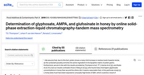 Determination Of Glyphosate Ampa And Glufosinate In Honey By Online Solid Phase Extraction