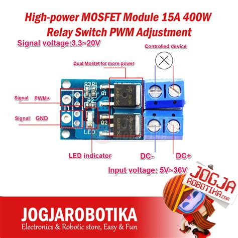 Jual High Power Mosfet Module 15a 400w Relay Switch Pwm Adjustment Kab Sleman Jogjarobotika