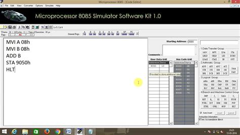 Microprocessor 8085 Add Two Number Youtube