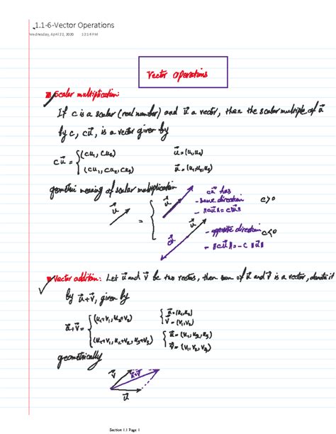 Vector Operations Math1229a 1 6 Vector Operations Wednesday April 22 2020 1216 Pm