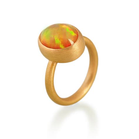 Natural Orange Fire Opal Ring 22ct Gold Cadby And Co