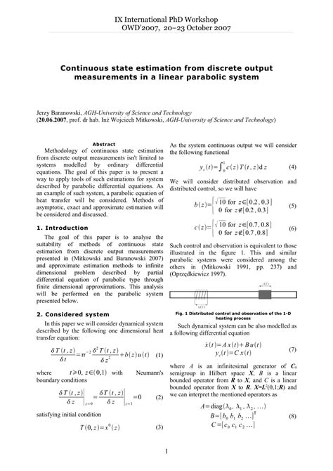 Pdf Continuous State Estimation From Discrete Output Measurements In