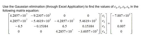 Solved Use The Gaussian Elimination Through Excel