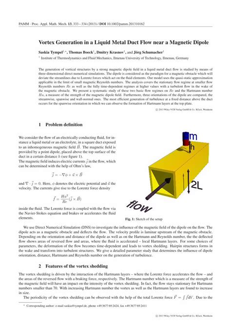 Pdf Vortex Generation In A Liquid Metal Duct Flow Near A Magnetic Dipole Dokumentips