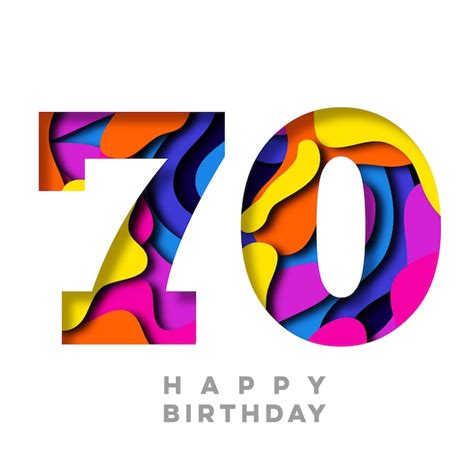 Premium Photo Number 70 Happy Birthday Colorful Paper Cut Out Design