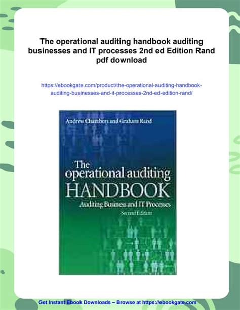 The Operational Auditing Handbook Auditing Businesses And It Processes 2nd Ed Edition Rand Pdf