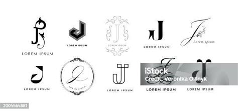 크리에이티브 J 엠블럼 저널 또는 보석 브랜드의 편지 J 모노그램 기하학과 글자 스타일 템플릿 벡터 아이콘 세트 알파벳 J에 대한 스톡 벡터 아트 및 기타 이미지 Istock