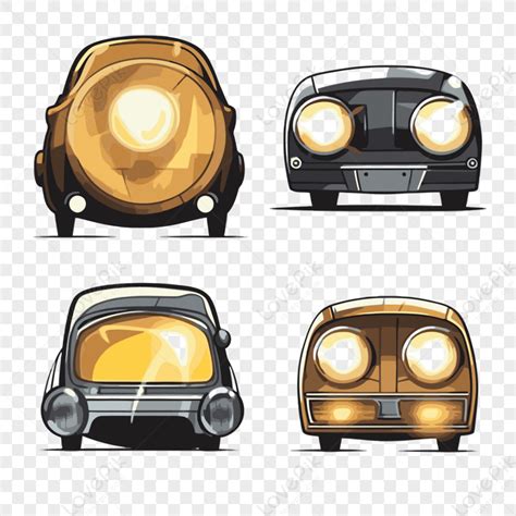 헤드라이트 클립 아트 빈티지 자동차 아이콘 컬렉션 벡터만화노란색 Png 일러스트 무료 다운로드 Lovepik
