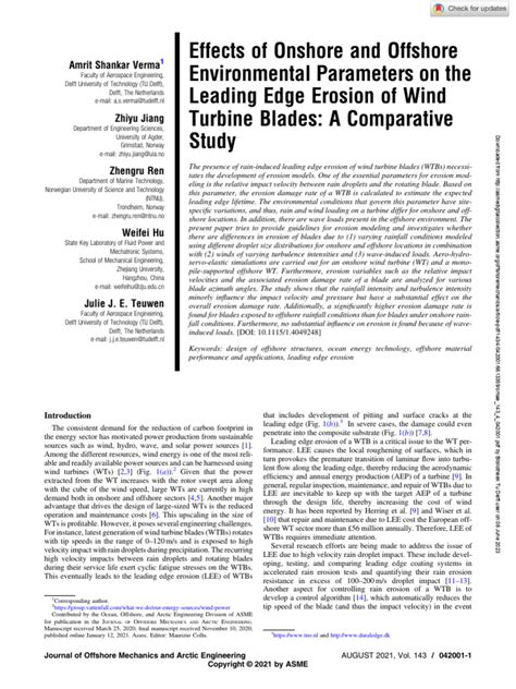 effects of onshore and offshore enviornmental parameters on the leading