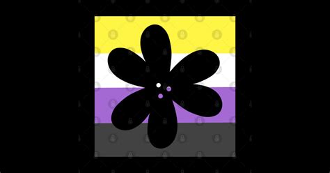 Flower Outline Discreet Nonbinary Pride Flag Flower Sticker TeePublic