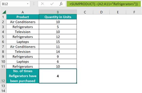 sumproduct in excel definition formula examples how to use