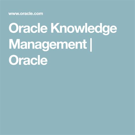 oracle knowledge management oracle