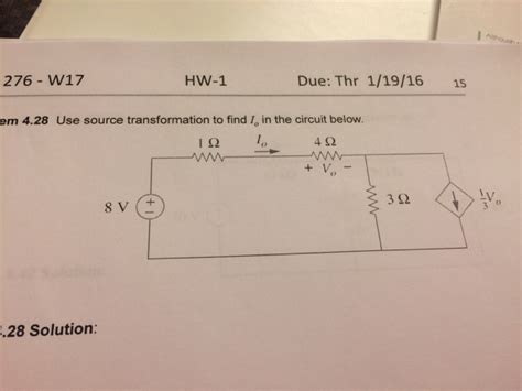 solved use source transformation to find i d in the circuit