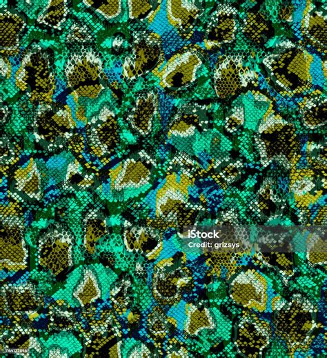Multicolor Python Cilt Deseni Kesintisiz Arka Plan Stok Vektör Sanatı