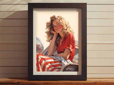 American Girl Pinup Poster Digital Poster Vintage Pinup Retro