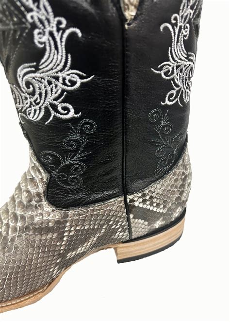 Mens White Diamond White Python 3x Toe Boots Handcrafted