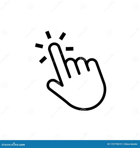 Hand Click Button Mouse Cursor Web Pointer Press Or Touch Website Element Vector Computer