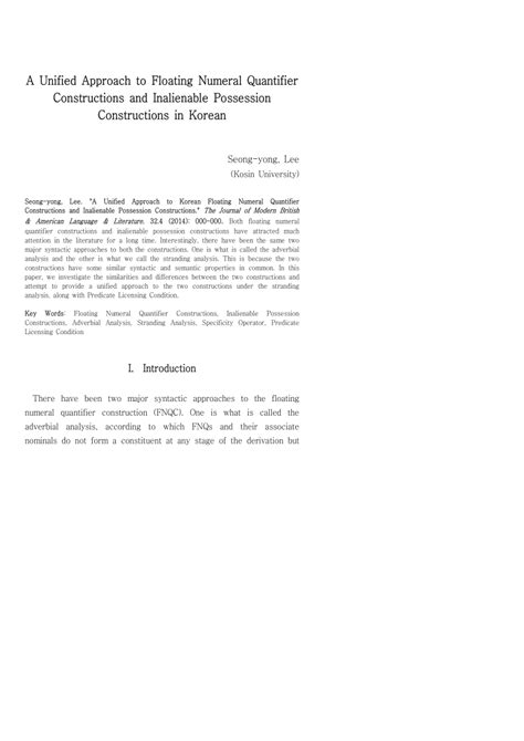 Pdf A Unified Approach To Floating Numeral Quantifier Constructions