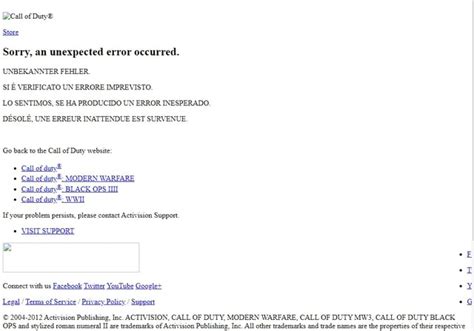 [acall Of Store Sorry An Unexpected Error Occurred Unbekannter Fehler Sie Verificato Un