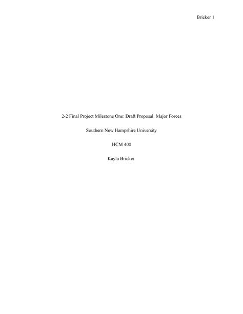 2 2 Final Project Milestone One Hcm 400 2 2 Final Project Milestone One Draft Proposal Major