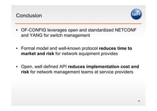 Tail F Webinar OpenFlow Switch Management Using NETCONF And YANG PDF