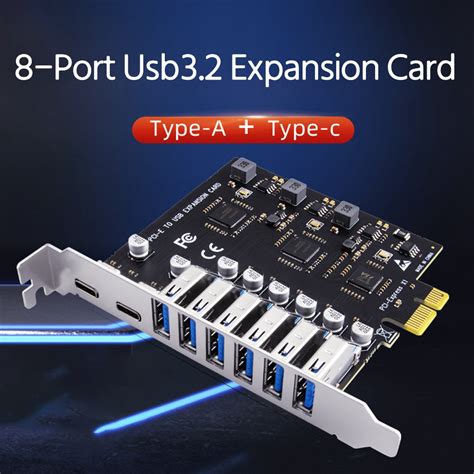 USB 3.2 and Type C PCI-E Expansion Card PCIE to USB Controller 6Port ...