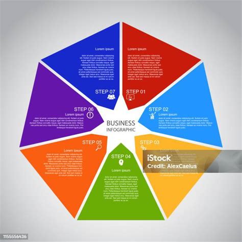 비즈니스 인포 그래픽 기하학 헵 타 곤 디자인 마케팅 프레젠테이션 섹션 배너 7에 대한 스톡 벡터 아트 및 기타 이미지 7