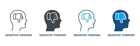 Negative Thinking Silhouette And Line Icon Set Thumb Down In Human