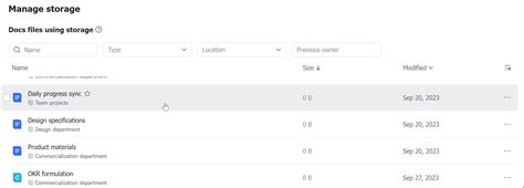 view and manage lark docs storage