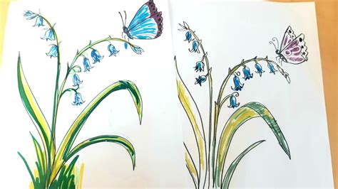 Как нарисовать колокольчики маркерами Очень красивый и нежный рисунок Ravlyk