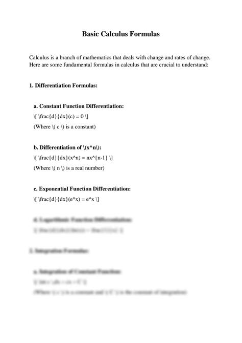 Solution Basic Calculus Formulas Studypool