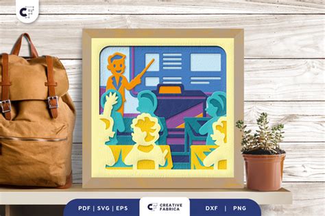 Classroom 3d Shadow Box Paper Cut · Creative Fabrica