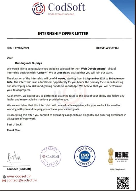 Supriya Reddy On Linkedin Codsoft Webdevelopment