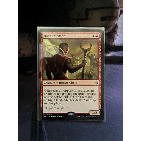 การ์ด Mtg Harsh Mentor Red Magic The Gathering Edh รุ่น Akh สภาพ Ex Nm