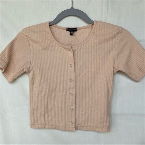 Tan Button Crop Top Color Creamtan Size S Crop Tops Tops