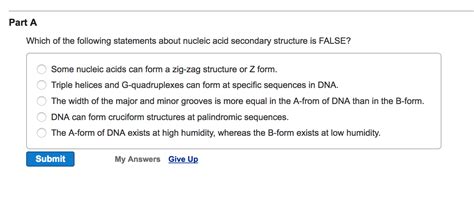 Which of the following statements about nucleic acid | Chegg.com