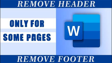 How To Remove Header And Footer For Some Pages Only In Microsoft Word YouTube
