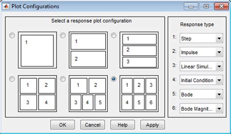 selecting response types matlab and simulink