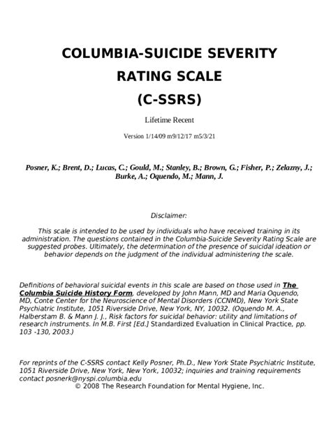 Version 1 14 09 Cssrs Columbia Doc Templatepdffiller Doc Template Pdffiller