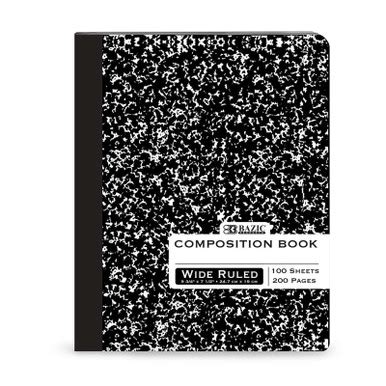 Composition Book Wide Ruled Black Marble 100 Sheets