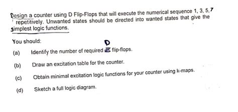 Solved Design A Counter Using D Flip Flops That Will Execute