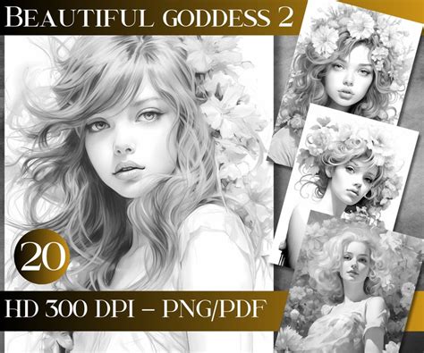 Grayscale Picture To Color For Adults Featuring Beautiful Etsy