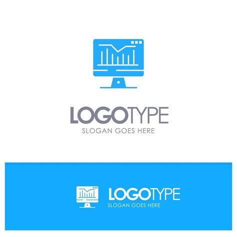 Computer Static Graph Monitor Blue Logo Vector 14992169 Vector Art At