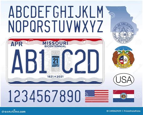 Missouri State License Plate Pattern With Letters And Numbers Usa