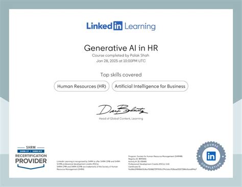 Just Finished The Course “generative Ai In Hr” Palak Shah