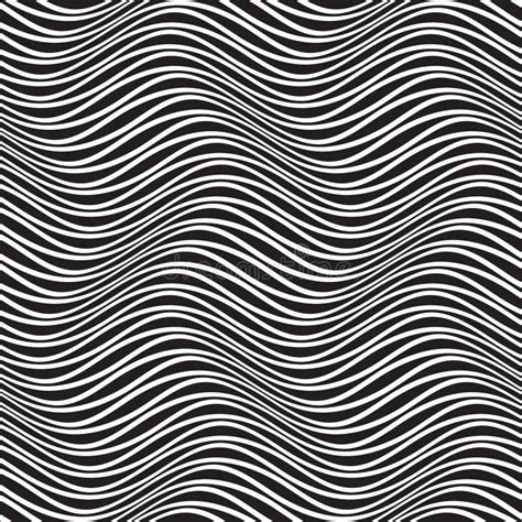 Seamless Pattern Of Black Distorted Stripes Optical Art Repeatable Texture Of Warped Lines