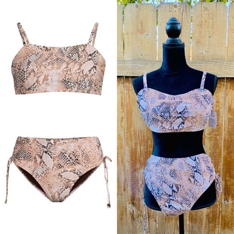 Time And Tru Swim Womens Time And Tru Plus Size Snake Print Two Piece Bathing Suit Poshmark