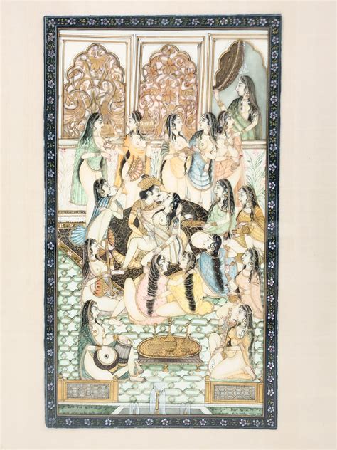 Sold Price Mughal Hand Painted Erotic Harem Miniature Painting Tile