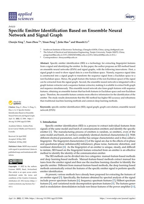 Pdf Specific Emitter Identification Based On Ensemble Neural Network And Signal Graph